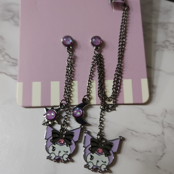 Sanrio | Jewelry | Kuromi Crystal Ball Drape Opal Earrings Cuff | Poshmark